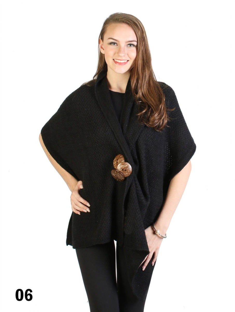 Multi-Functional Knitted Cape With 3 Wooden Buttons – Unique Gems ...